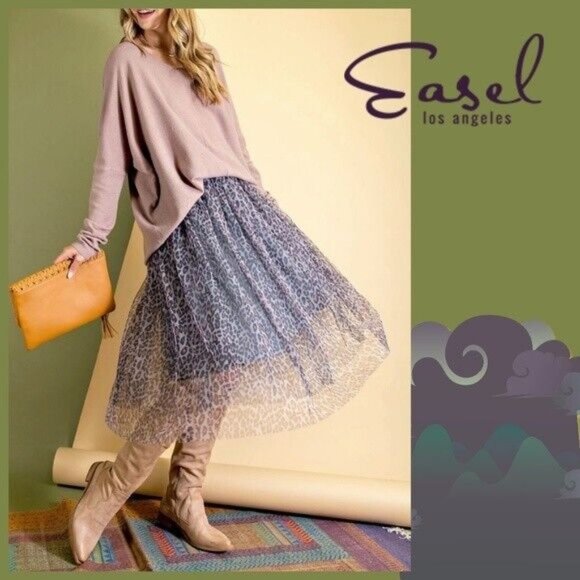 easel | Skirts | Easel Leopard Print Pleated Mesh Overlay Ballerina ...